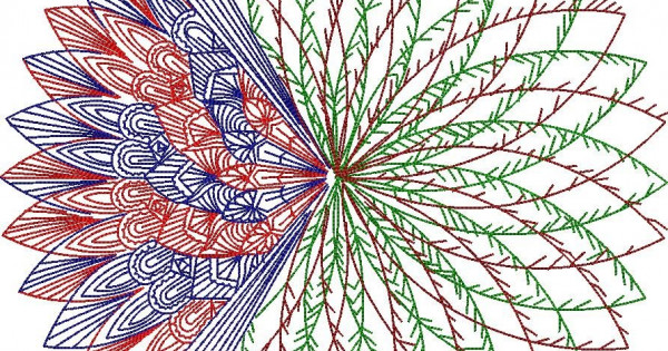 Colorful Redwork - Machine Embroidery Design
