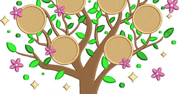 Family Tree with Name & Image Embroidery Design