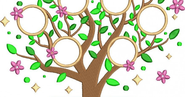 Family Tree with Name Applique Embroidery