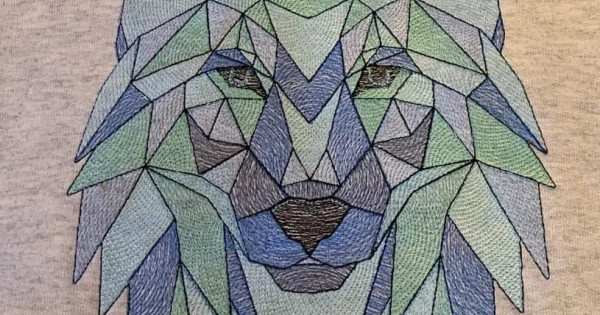 Colorful Wolf Embroidery Design