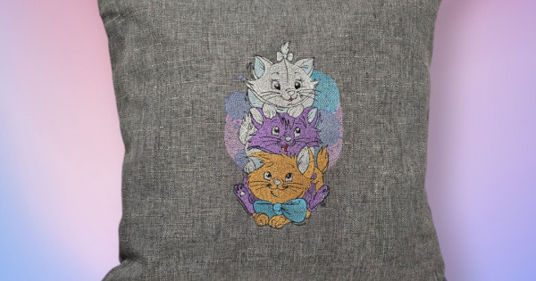 Three Kitty Cats Embroidery Design