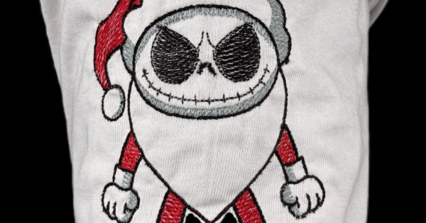 Christmas Jack Split Bow Embroidery Design