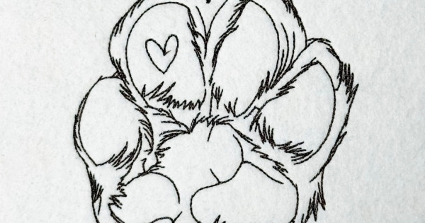 Dog Paw Line Art Embroidery Design