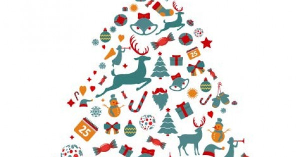 Christmas Tree Objects Vector Only