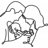 Parents Line Art Embroidery Design