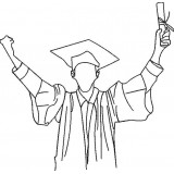 Graduation Line Art Embroidery Design