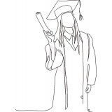Girl Graduate Line Art Embroidery Design