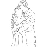 Couple In Love Line Art Embroidery Design