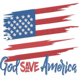 God Save America US Flag Embroidery Design