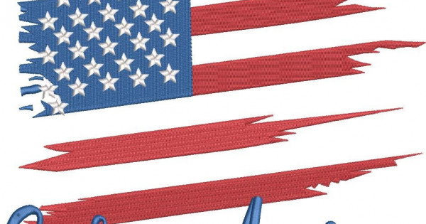 God Save America US Flag Embroidery Design