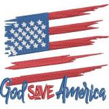 God Save America US Flag Embroidery Design