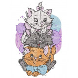 Three Kitty Cats Embroidery Design
