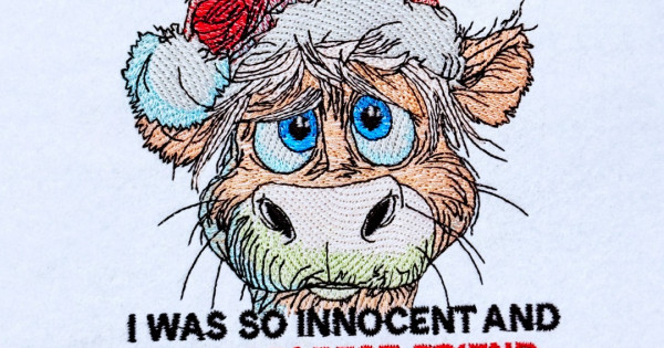 Best Friend Trouble Cow Embroidery Design