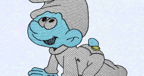 Baby Smurf Embroidery Design - Instant Download