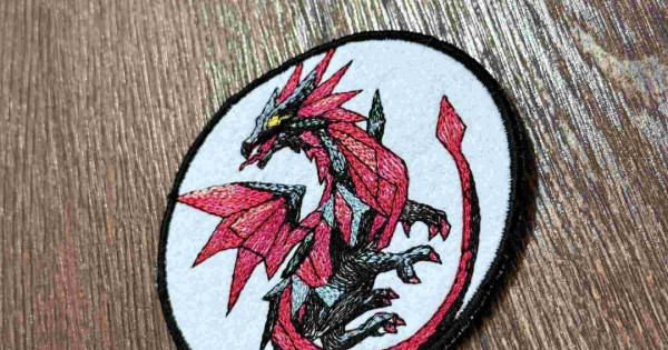 Spiked Mane Dragon ITH Coaster Embroidery Design - Instant Download