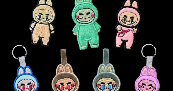 Furry Animal Doll Key Fob Embroidery Design
