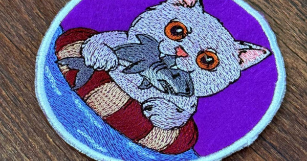 Cat ITH Coaster Embroidery Design - Instant Download