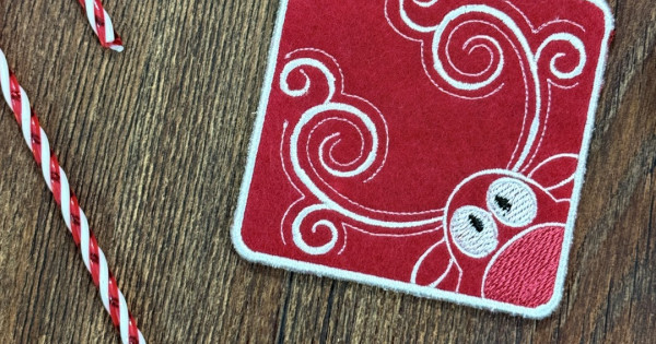 Rudolf White Work ITH Coaster Embroidery Design - Instant Download
