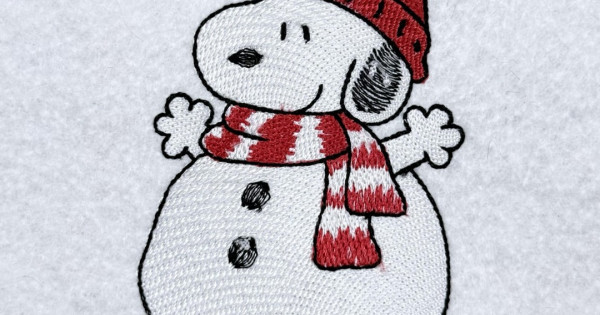 Winter Nosey Dog Snowman Embroidery Design - Instant Download