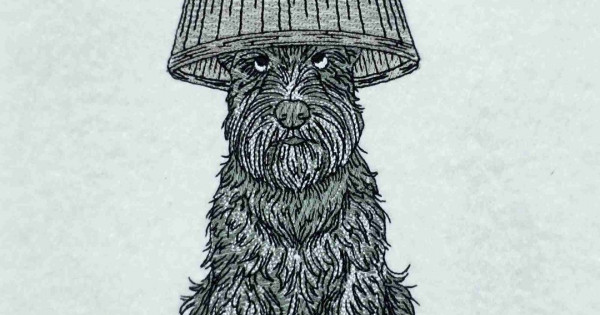 Classic Schnauzer Lamp Head Dog Embroidery Design - Instant Download