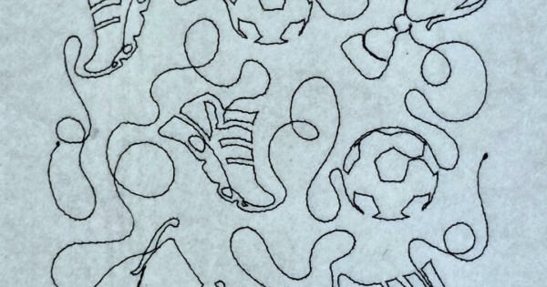 Football Player Quilting Pattern Embroidery Design - Instant Download