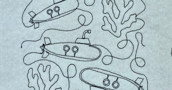 Navy Submarine Quilting Pattern Embroidery Design - Instant Download