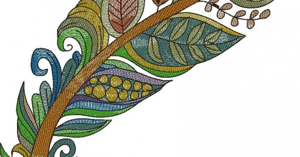 Colorful Leaf Art Embroidery Design