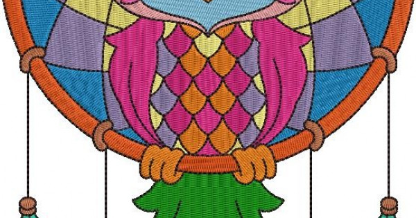 Colorful Owl Abstract Art Embroidery Design