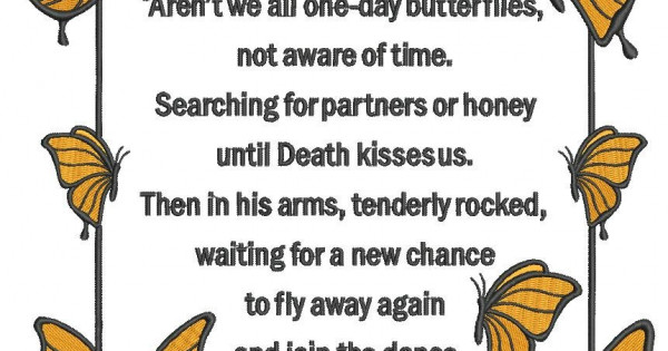 Butterflies poem Embroidery Design