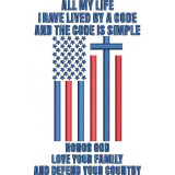 God Family And Country Life Code Embroidery Design
