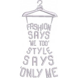 Fashion Says Dress Word Art Embroidery Design