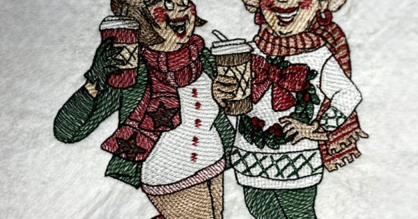 Festive Girl Friends Embroidery Design