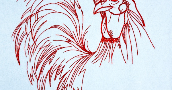 Rooster Line Art Embroidery Design