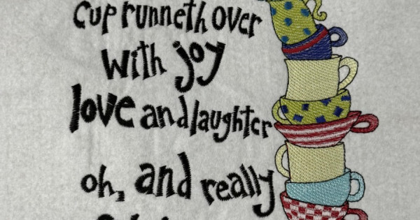 Joy Love Laughter And Coffee Saying Embroidery Design