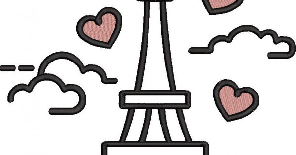 Love Tower With Clouds Embroidery Design