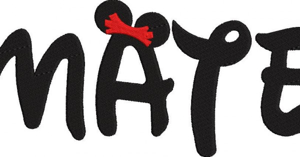 Mate Word Art Embroidery Design