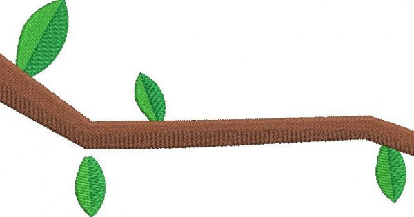 Tree Branch With Green Leaves Embroidery Design