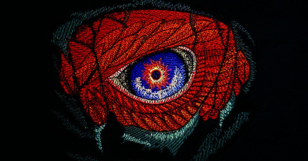 Flaming Phoenix Eye Embroidery Design