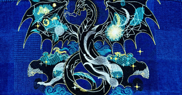 Celestial Dragon Embroidery Design - Instant Download