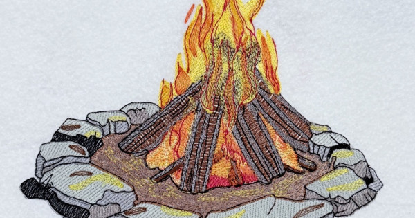 Warm Campfire Embroidery Design - Instant Download
