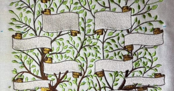 Family Tree Embroidery Design