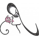 Woman With Flower Embroidery Design