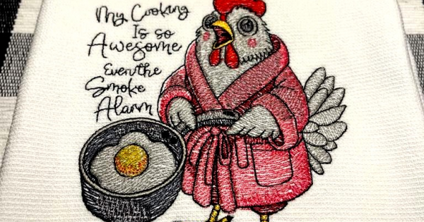 My Cooking Is Awesome Funny Chicken Quote Embroidery Design