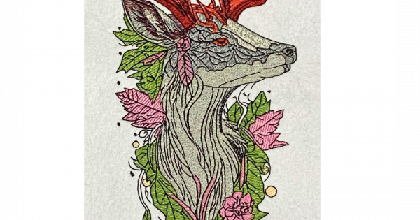 Artistic Native Deer Embroidery Design