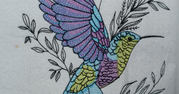Flying Hummingbird Embroidery Design