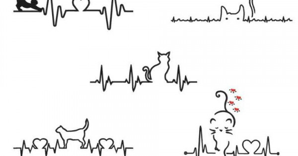 Cat Heart Beat Collection 1 Embroidery Design