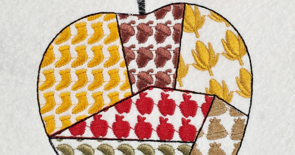Apple Patch Work Embroidery Design - Instant Download
