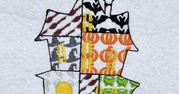 Haunted House Patch Work Embroidery Design - Instant Download