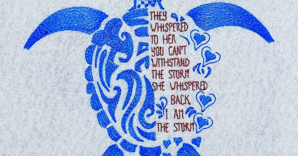I Am The Storm Turtle Embroidery Design - Instant Download