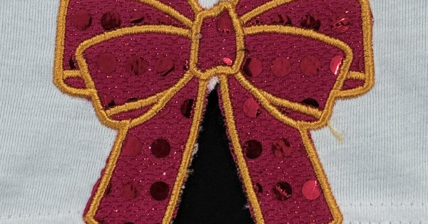 Ribbon Split Bow Embroidery Design - Instant Download
